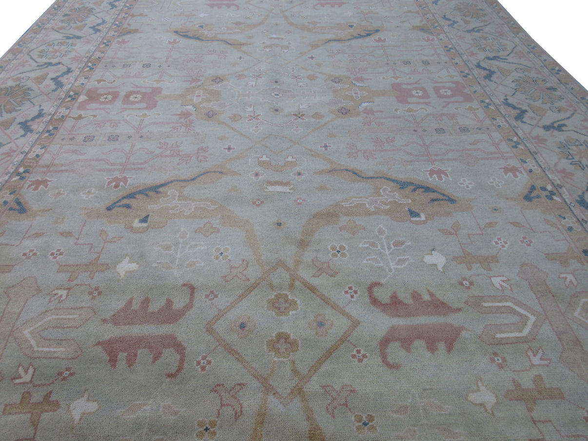 Hand-Knotted Indian Ushak Rug - Ref: 2329 - 417 x 310cm – Little-Persia