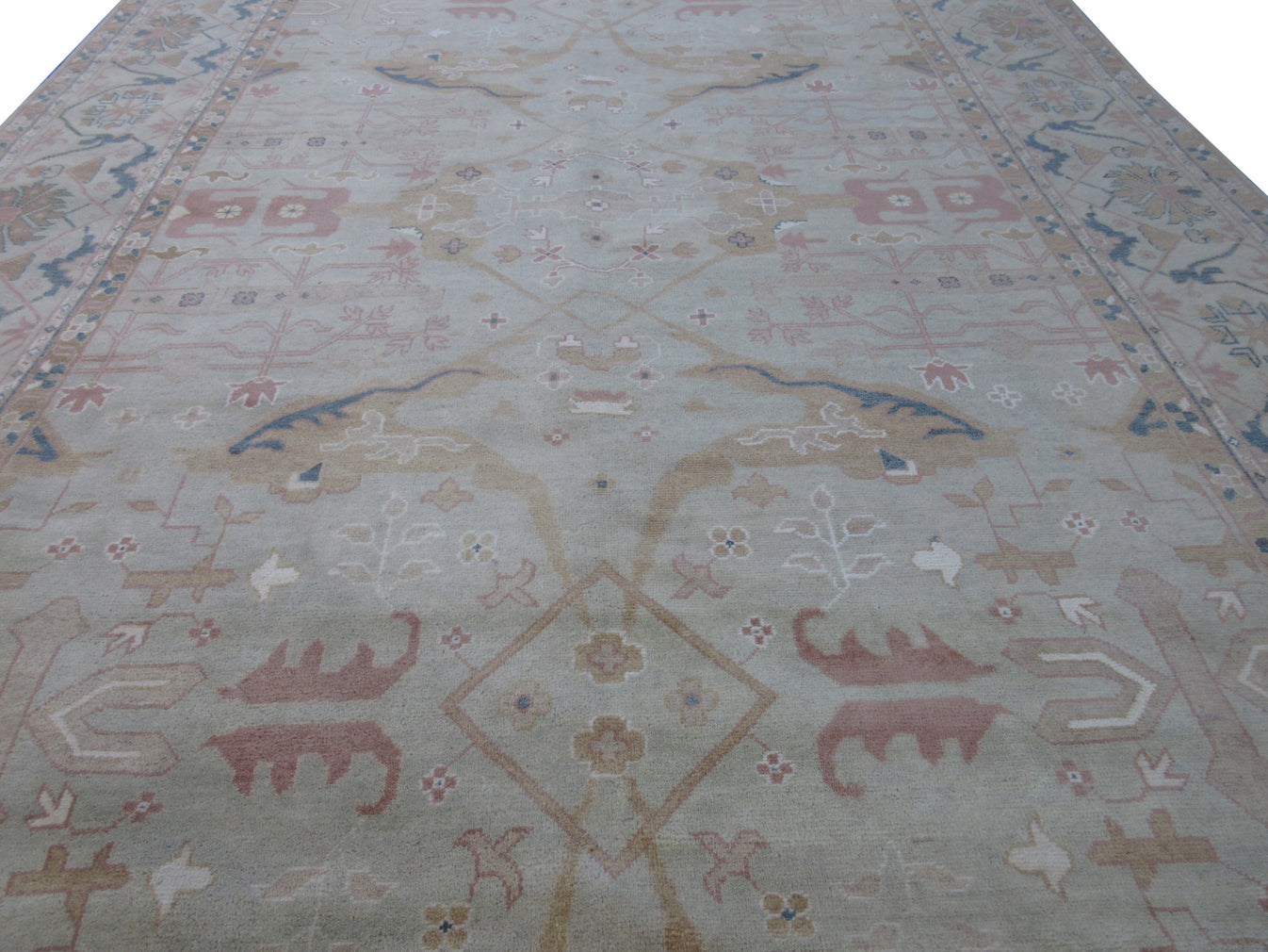 Hand-Knotted Indian Ushak Rug - Ref: 2329 - 417 x 310cm – Little-Persia