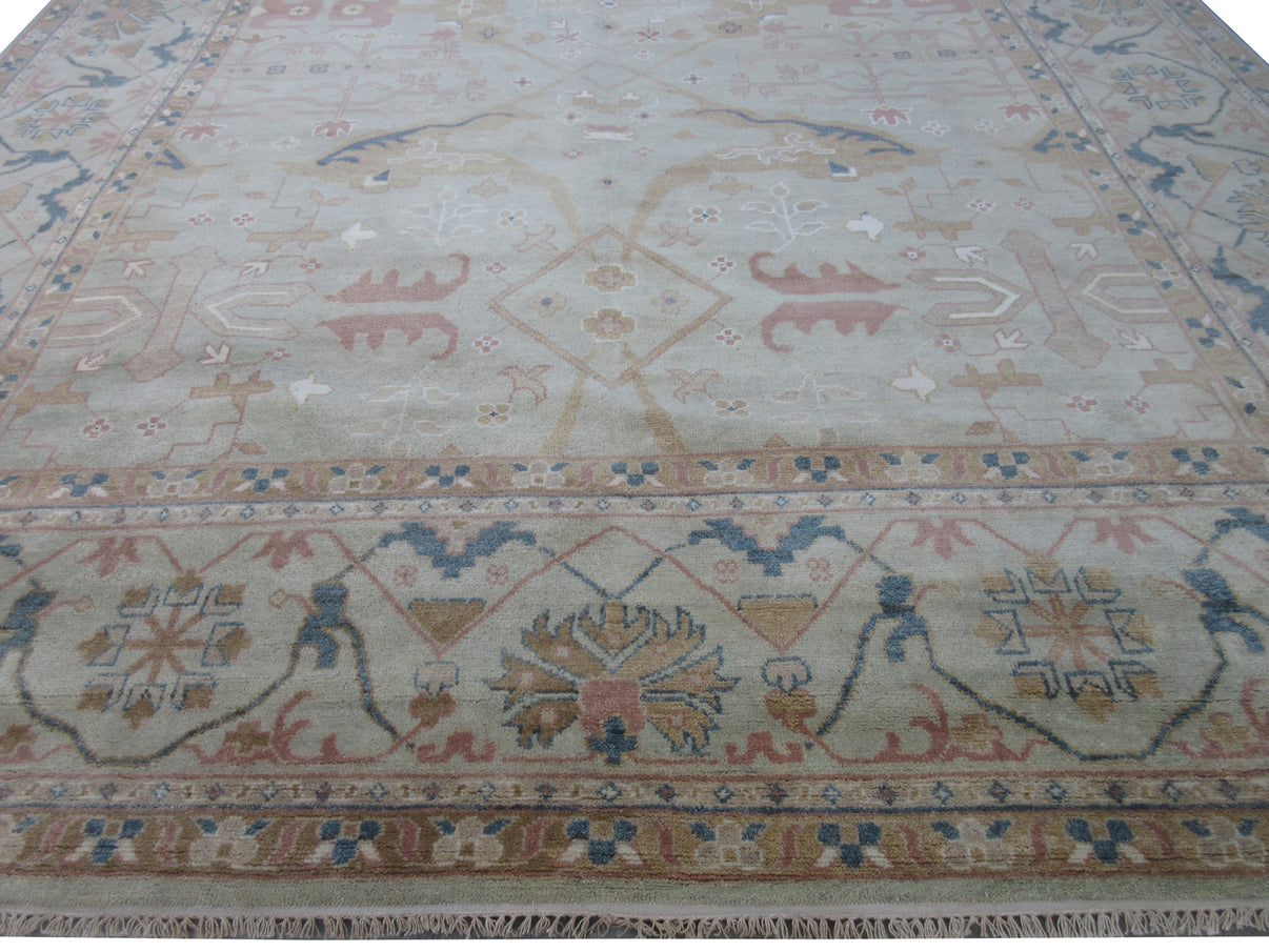 Hand-Knotted Indian Ushak Rug - Ref: 2329 - 417 x 310cm – Little-Persia