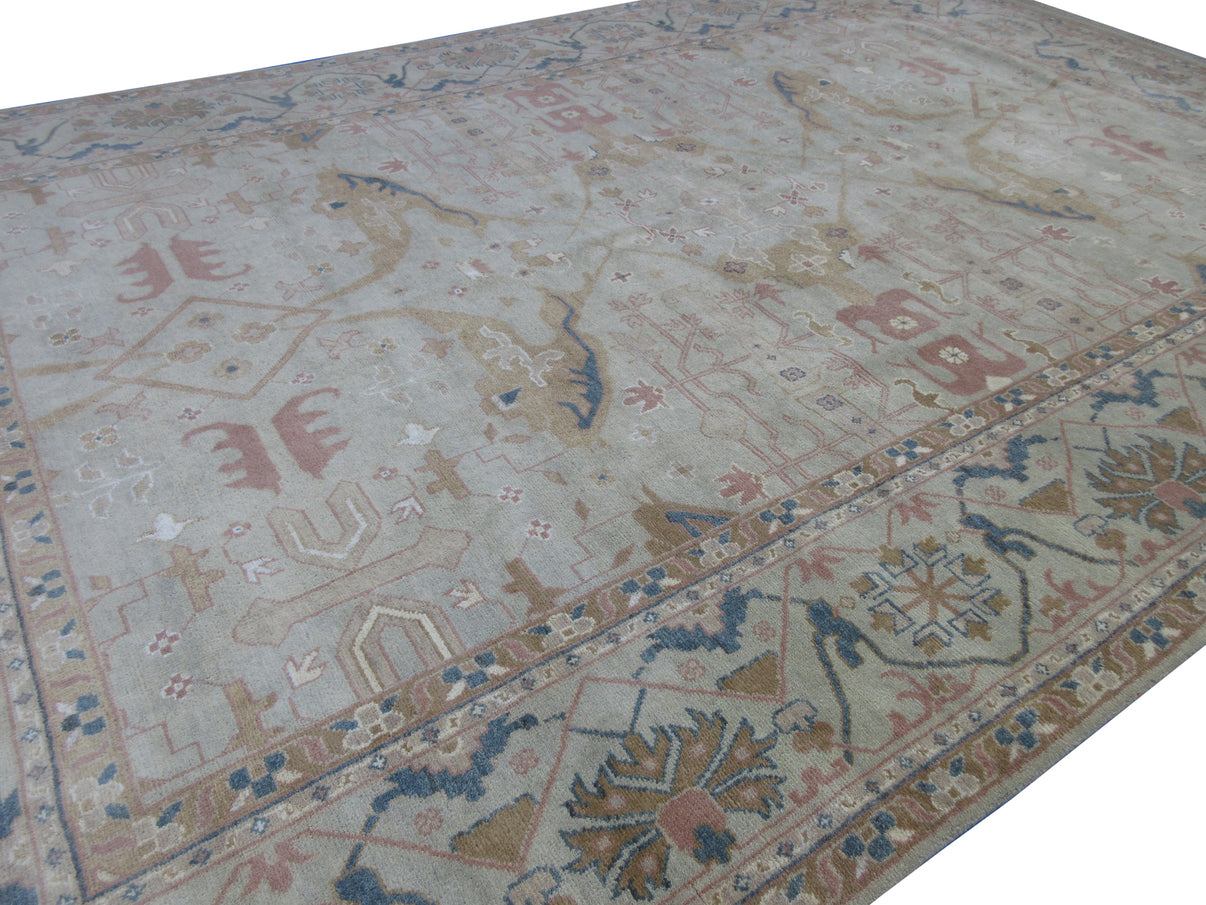 Hand-Knotted Indian Ushak Rug - Ref: 2329 - 417 x 310cm – Little-Persia