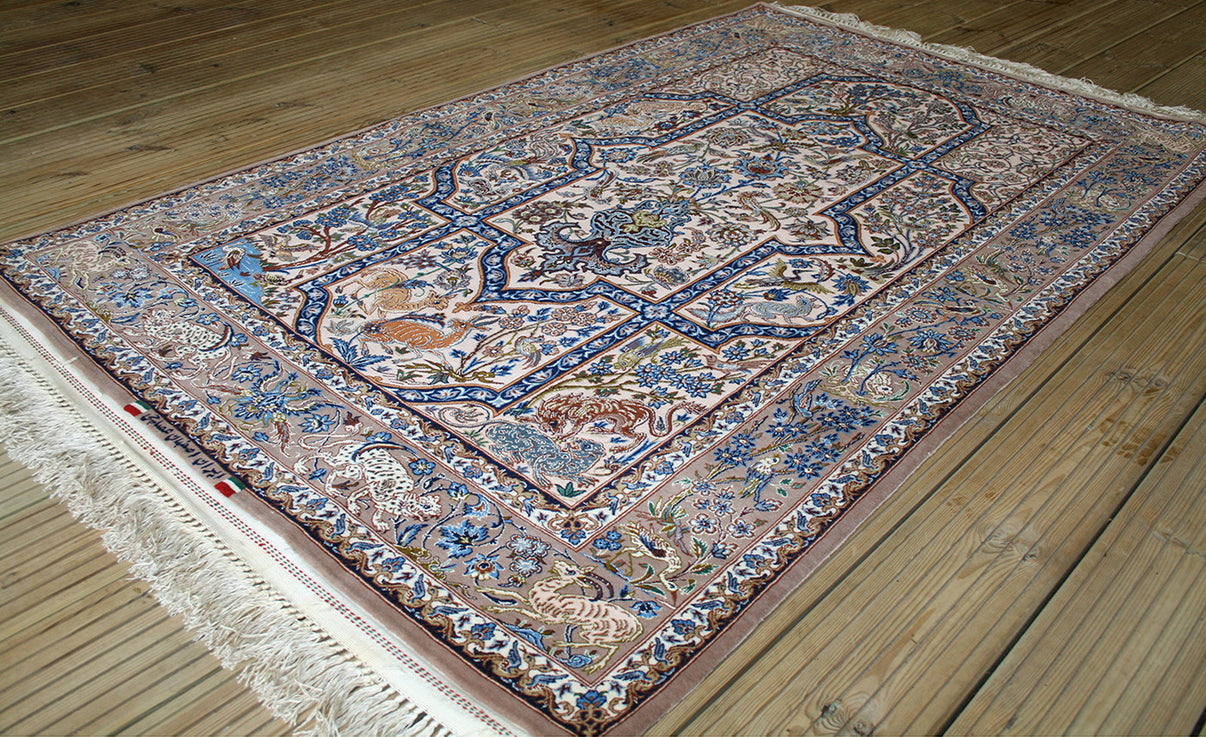 Hand-Knotted Persian Isfahan Wool & Silk Rug - Ref: 12380 - 175 x 110cm ...