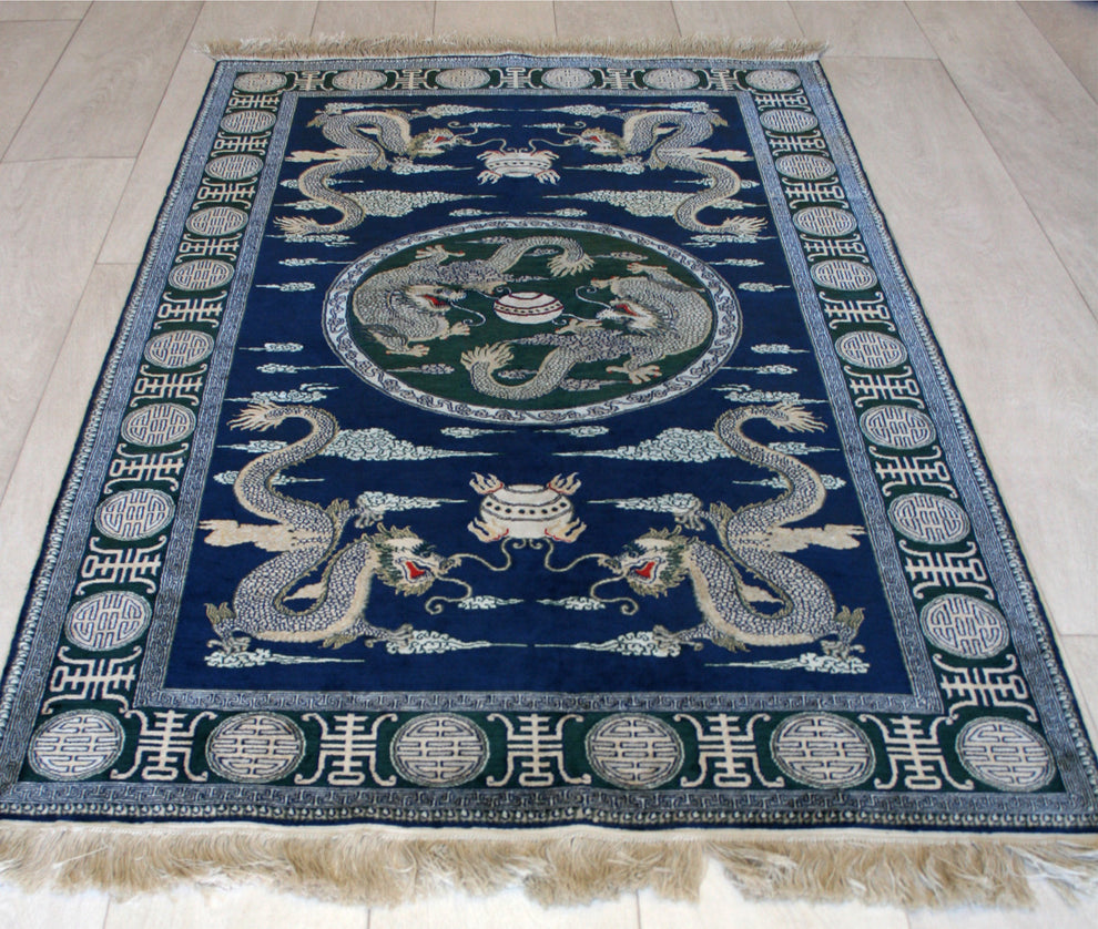 Hand-Knotted Chinese 250 Line Silk Rug - Ref: 2446 - 153 x 93cm ...