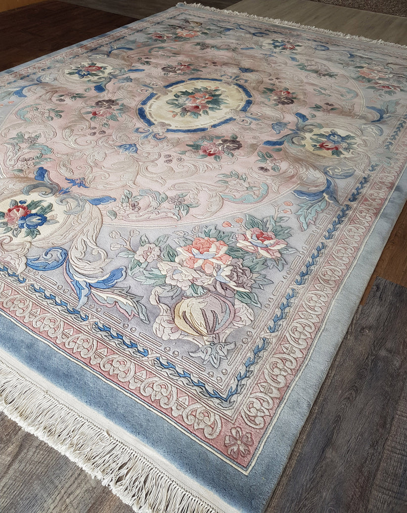 Hand-Knotted Chinese Aubusson Rug - Ref: 2648 - 373 x 277cm – Little-Persia