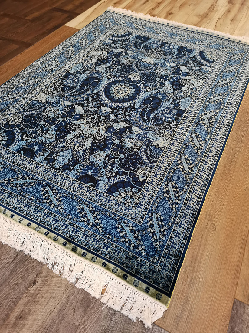 Hand-Knotted Chinese Qom Silk Rug - Ref: 2673 - 183 x 125cm – Little-Persia