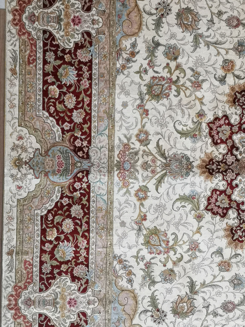 Hand-Knotted Chinese Qom Silk Rug - Ref: 2676 - 275 x 186cm – Little-Persia