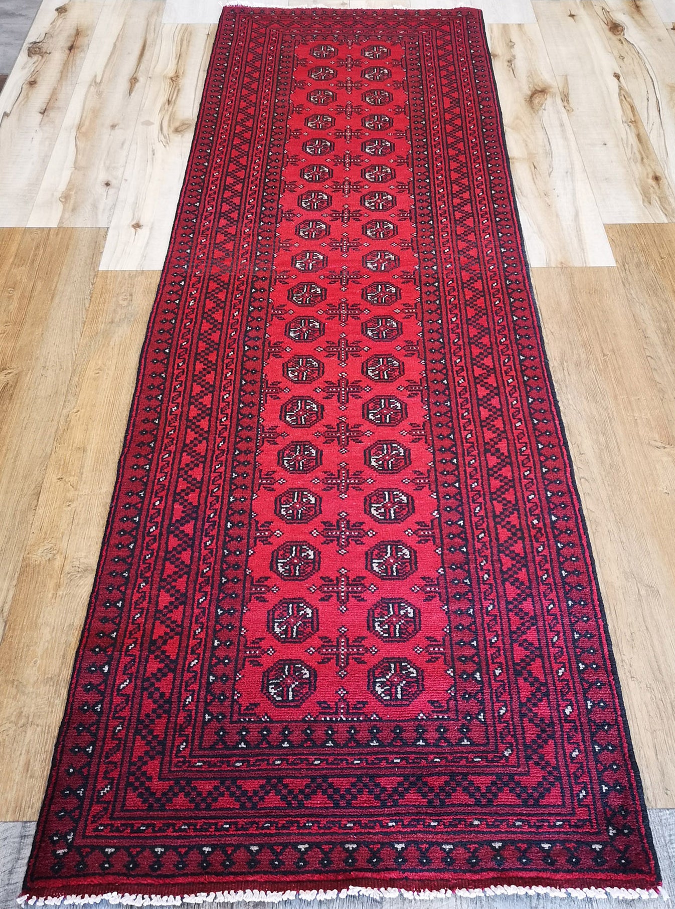Hand-Knotted Afghan Aqcha Rug - Ref: 2784 - 285 x 82cm – Little-Persia