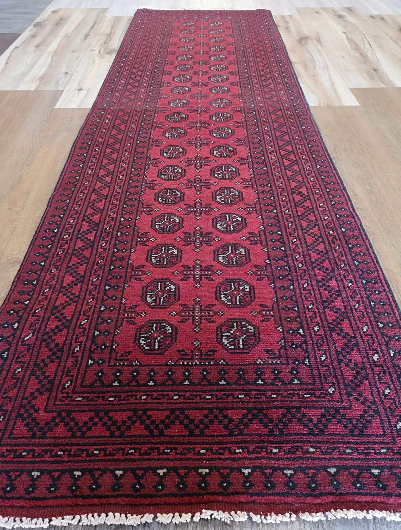 Hand-Knotted Afghan Aqcha Rug - Ref: 2784 - 285 x 82cm – Little-Persia