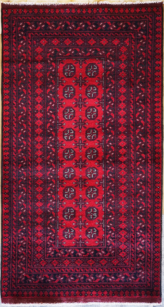 Hand-Knotted Afghan Aqcha Rug - Ref: 2793 - 183 x 103cm – Little-Persia