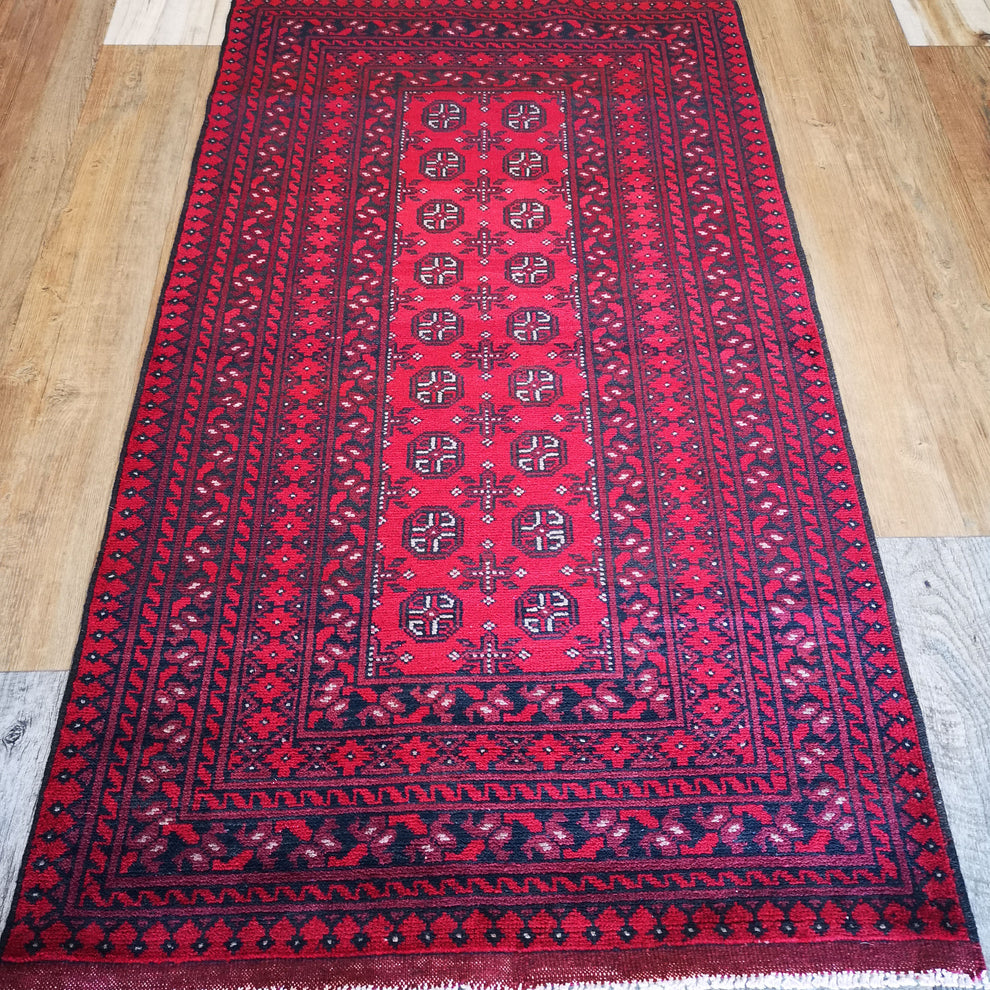Hand-Knotted Afghan Aqcha Rug - Ref: 2793 - 183 x 103cm – Little-Persia