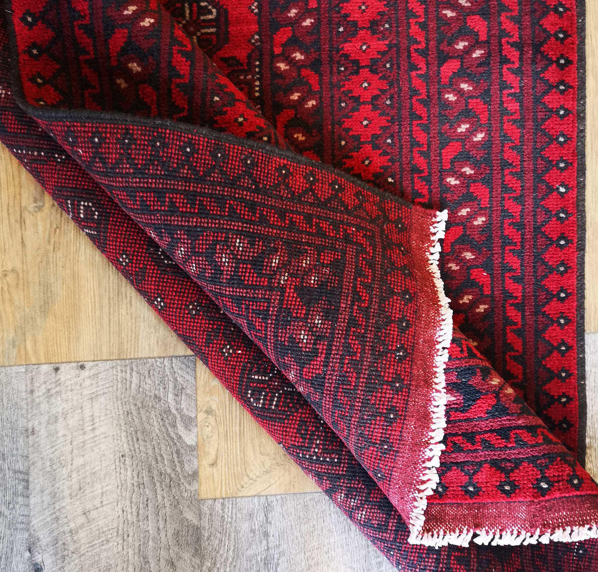 Hand-Knotted Afghan Aqcha Rug - Ref: 2793 - 183 x 103cm – Little-Persia