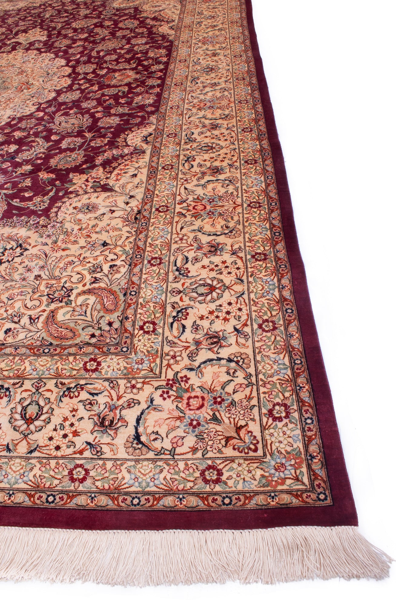 Hand-Knotted Persian Qom Silk Rug - Ref: 2912 - 293 x 190cm – Little-Persia