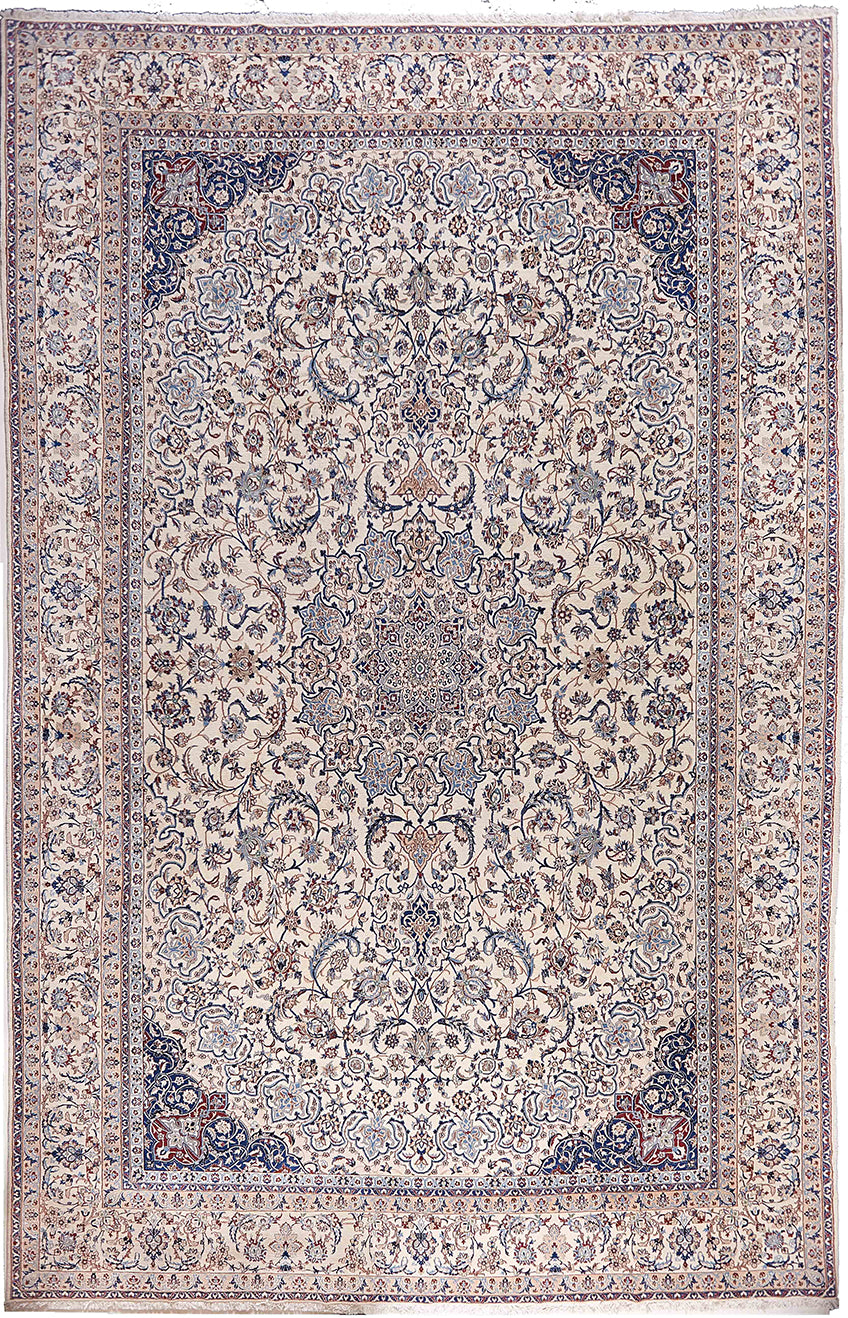 Hand-Knotted Persian Nain Rug - Ref: 3227 - 540 x 348cm – Little-Persia