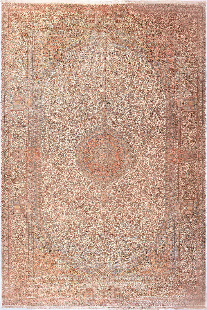 Hand-Knotted Indian Kashmir Silk Rug - Ref: 3262 - 548 x 365cm – Little ...