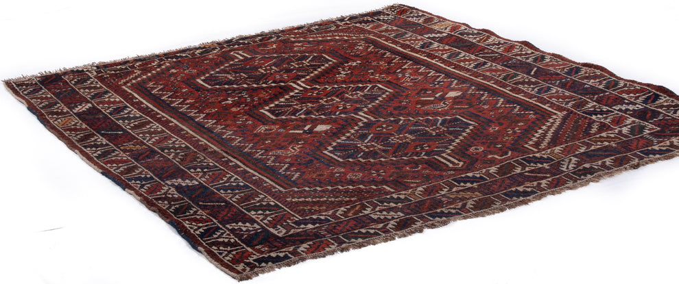 Hand-Knotted Antique Persian Shiraz Square Rug - Ref: 3271 - 175 x ...